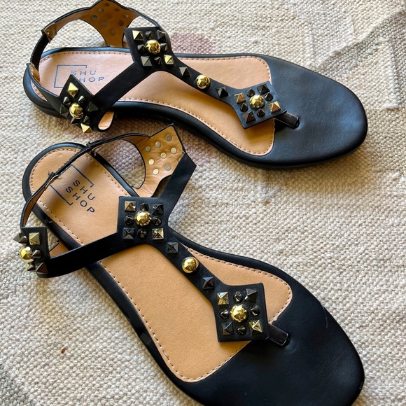 ShuShop | Shoes | Shu Shop Black Studded Sandals | Poshmark